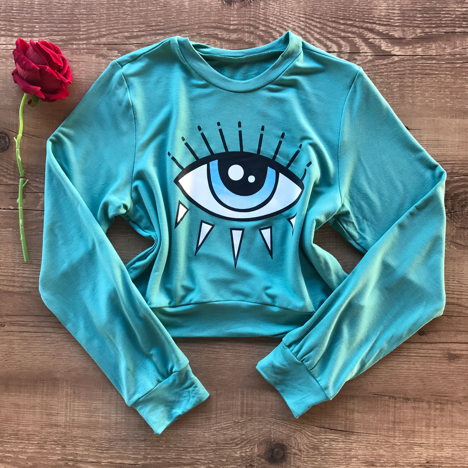 CONJUNTO MOLETINHO CROPPED OLHO MENTA Dondoca Moda Feminina CONJUNTO MOLETINHO CROPPED OLHO MENTA Dondoca Moda Feminina