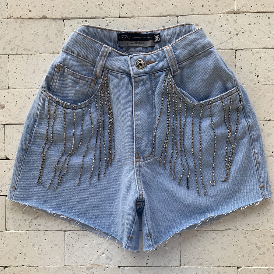 Short Jeans com Franja em Strass. A nova tendência! Dondoca Moda Feminina